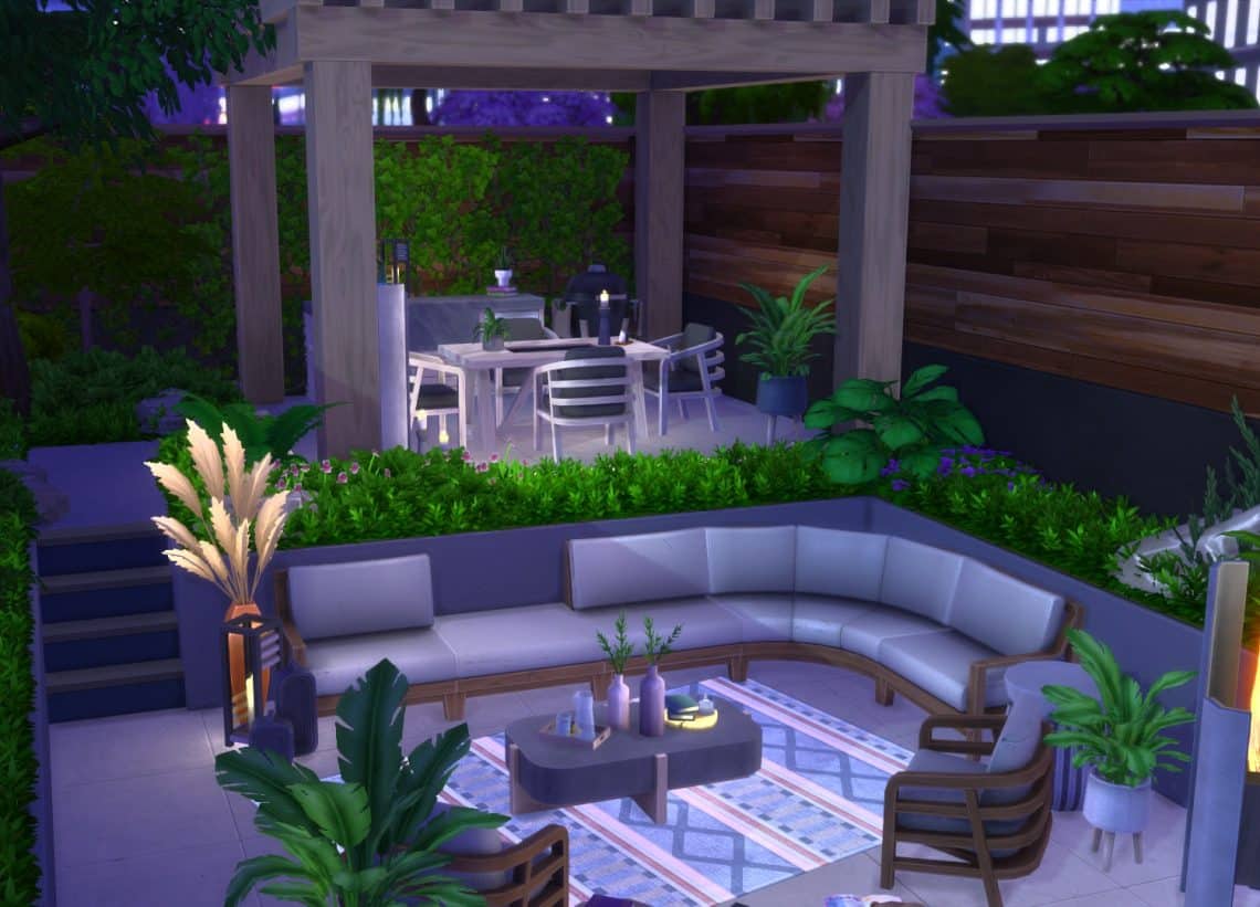 The Sims 4: Oak and Concrete Patio CC Kit