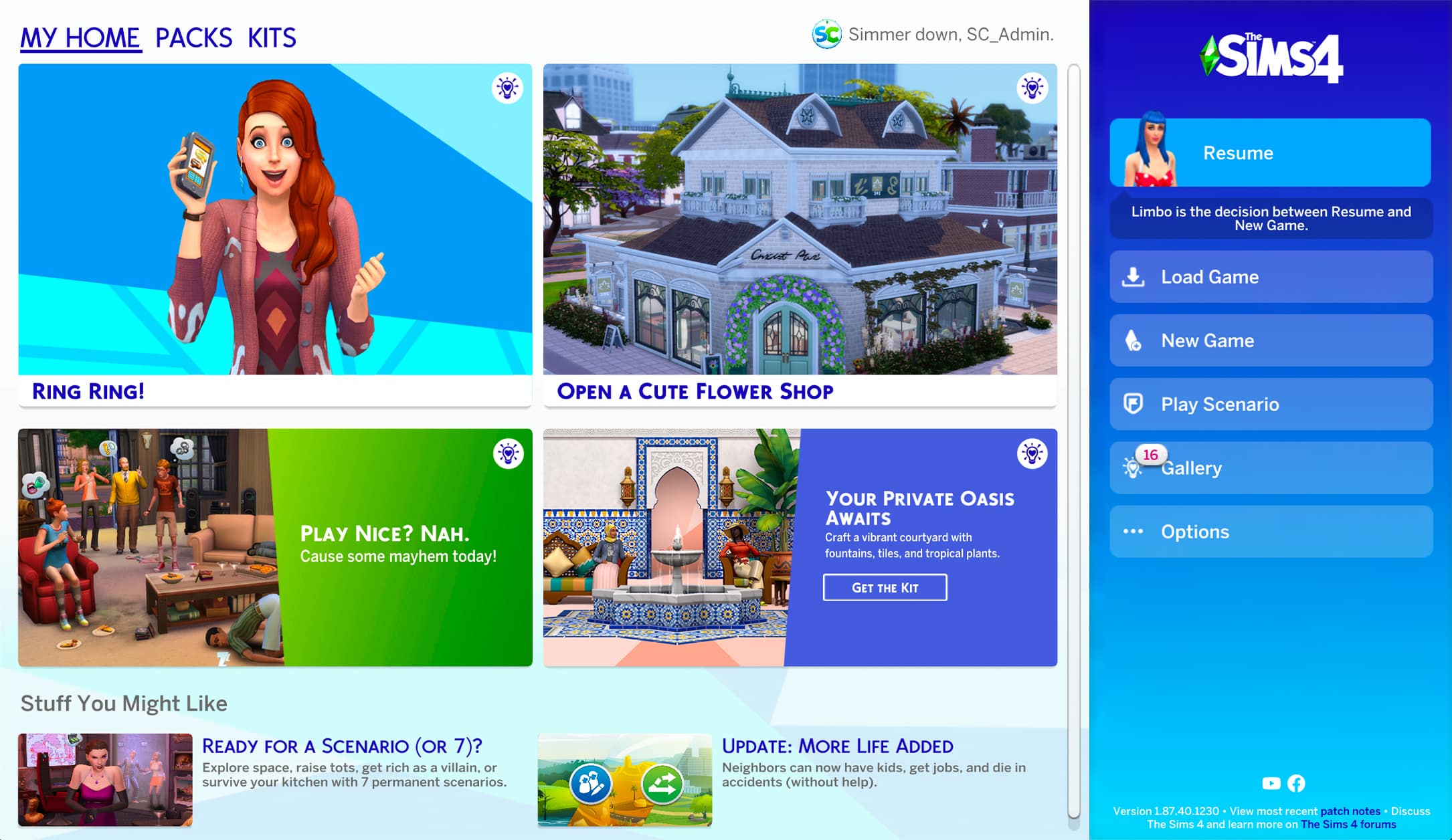 mainmenu - Sims Community