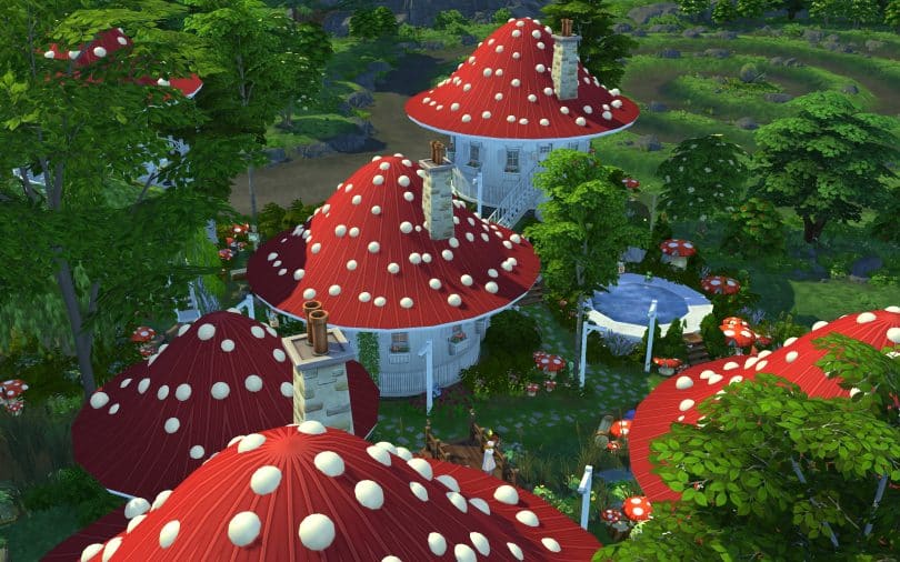 Live an unordinary life in this Fungi Village for The Sims 4!