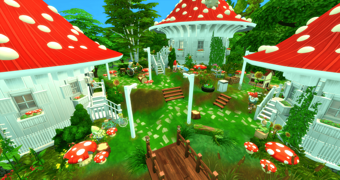 Live an unordinary life in this Fungi Village for The Sims 4!
