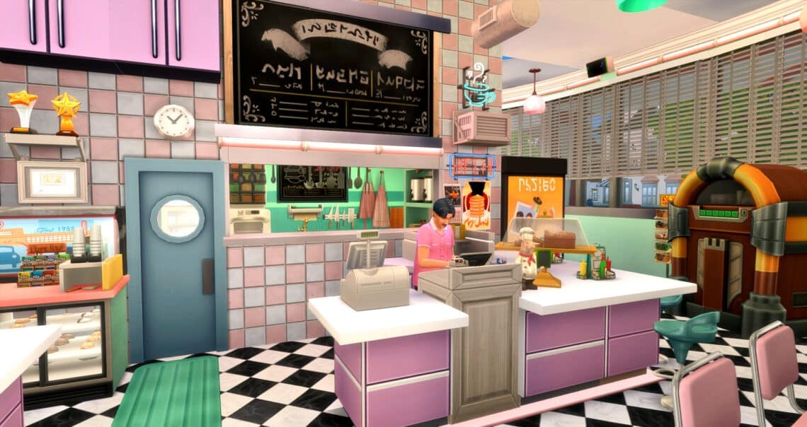 No Time Travel Necessary For Your Sims to Eat at This 1950's Diner