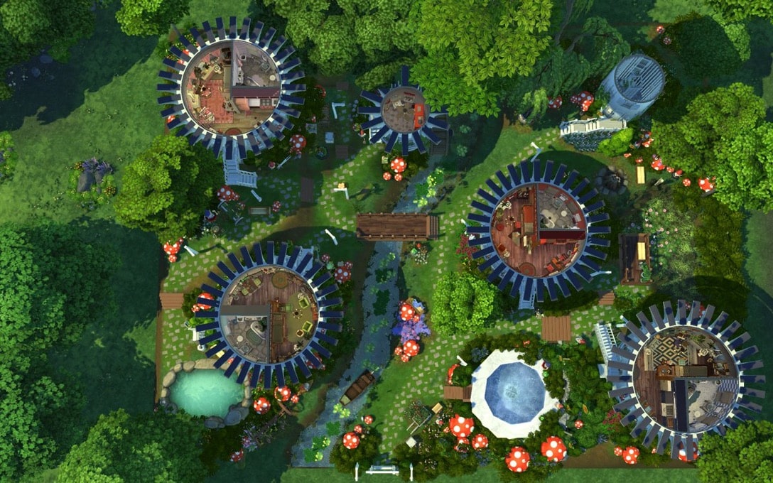 Live an unordinary life in this Fungi Village for The Sims 4!