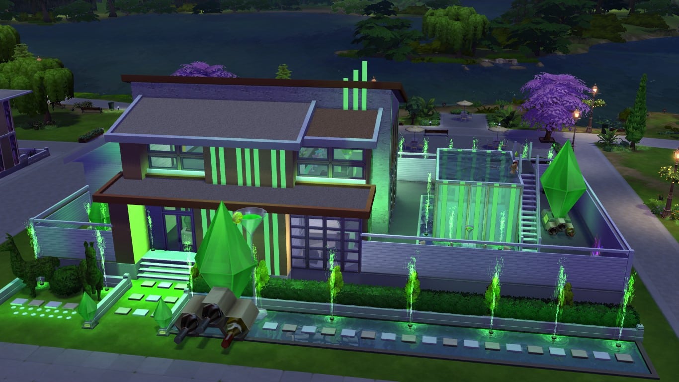 Fill Your Sim's World With Plumbob Themed Builds