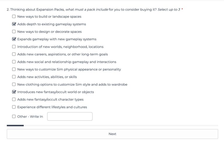 Themes of Possible Sims 4 Expansion Packs (2024 Survey)