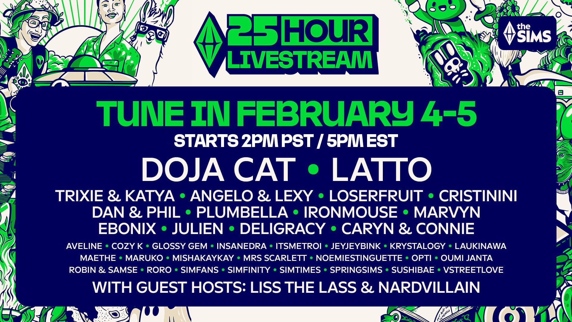 The Sims 25 Livestream: Doja Cat, Plumbella and More Celebrities!