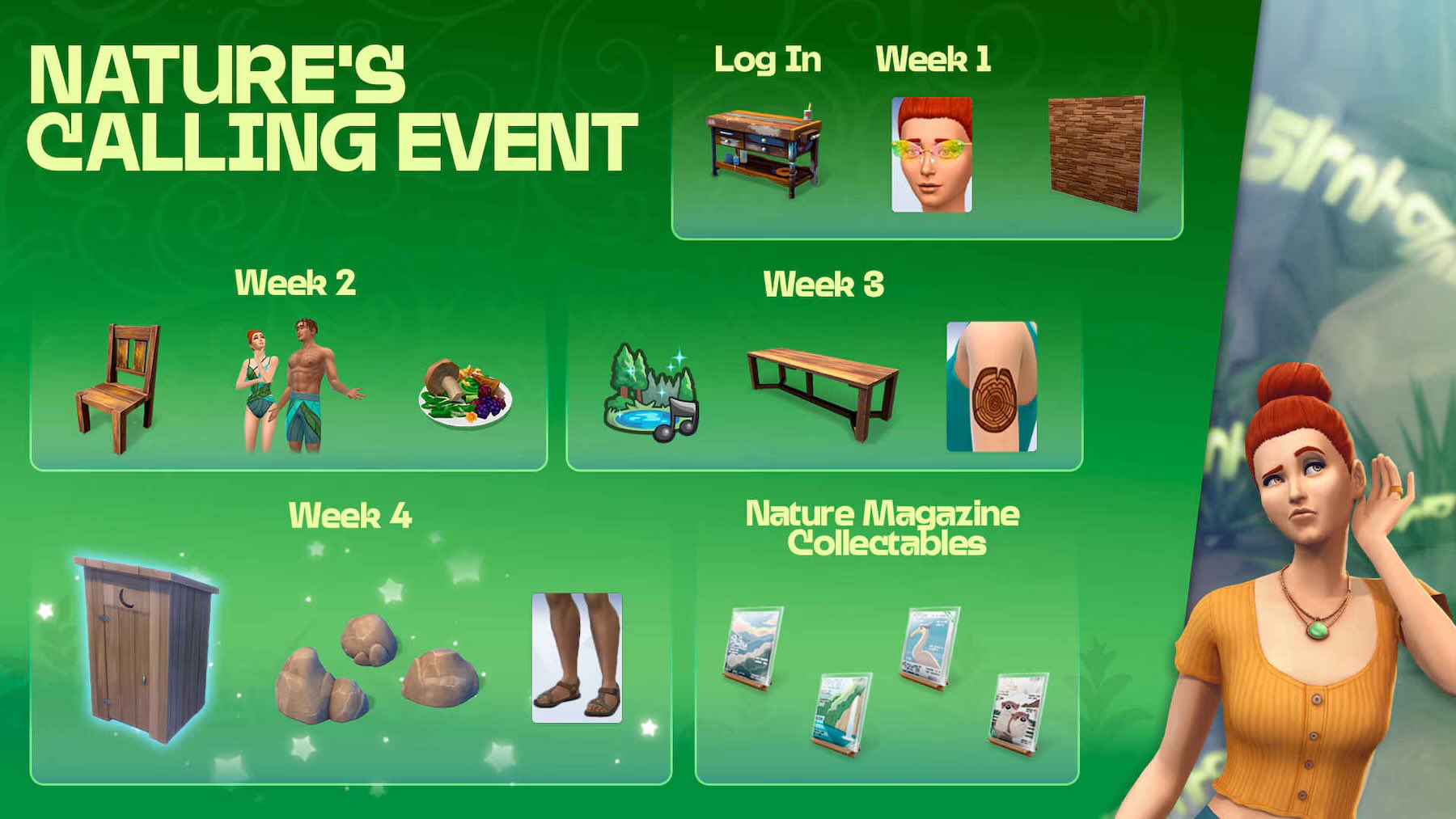 The Sims 4 Nature's Calling Rewards: Complete Items Overview