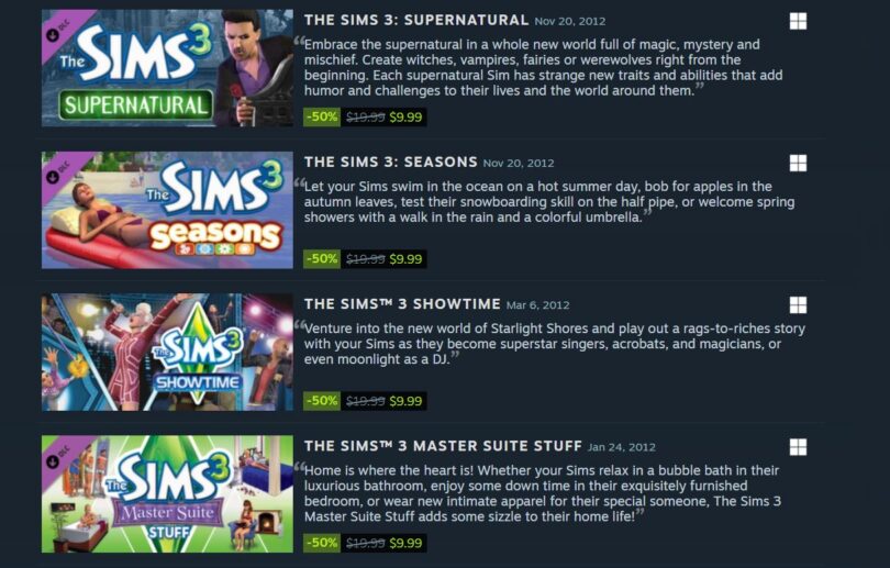 The Sims 4 Publisher Sale: Save Up to 55% OFF On The Sims DLC!