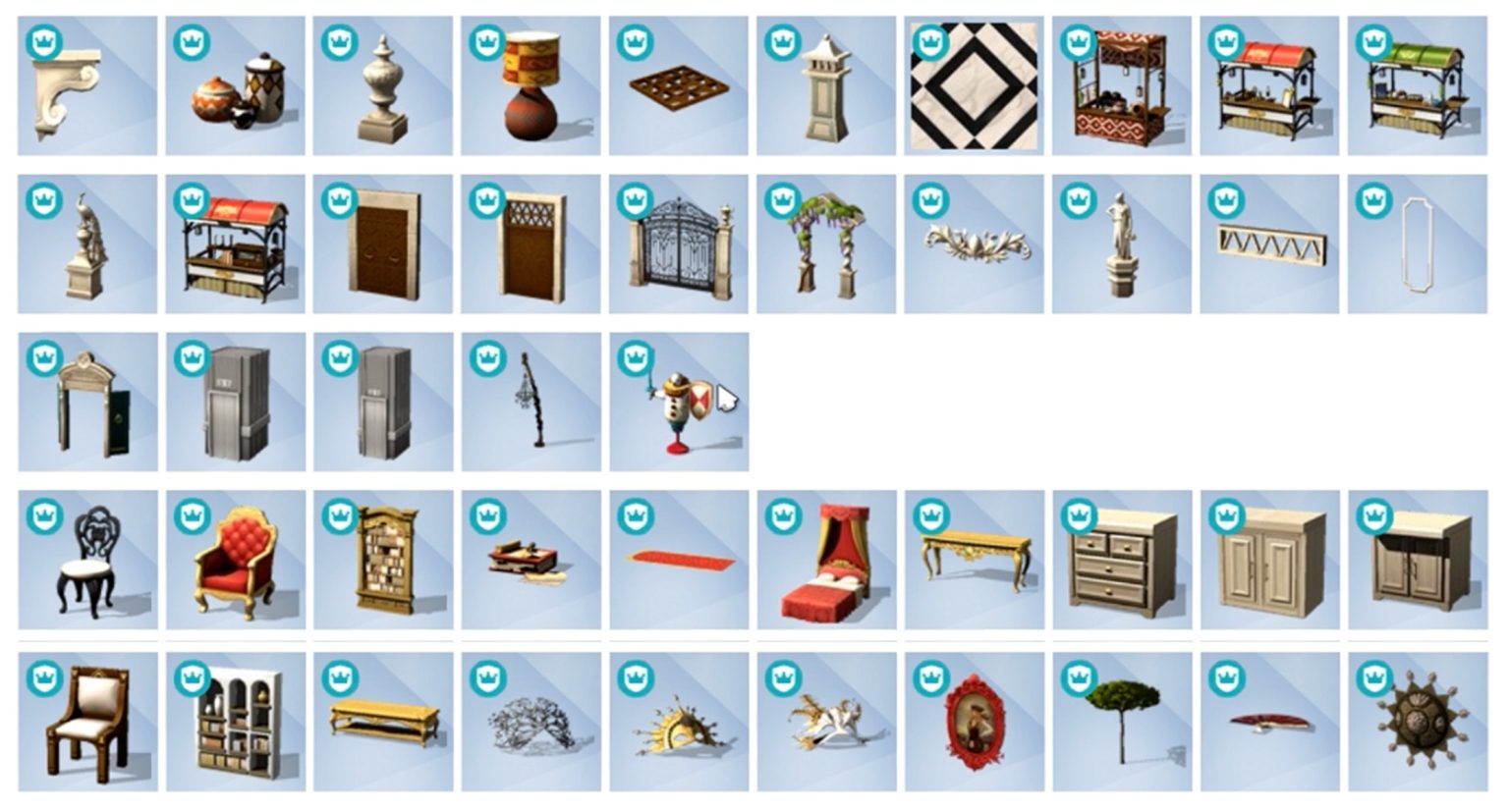 The Sims 4 Royalty & Legacy Items: Full CAS and Build Objects Preview