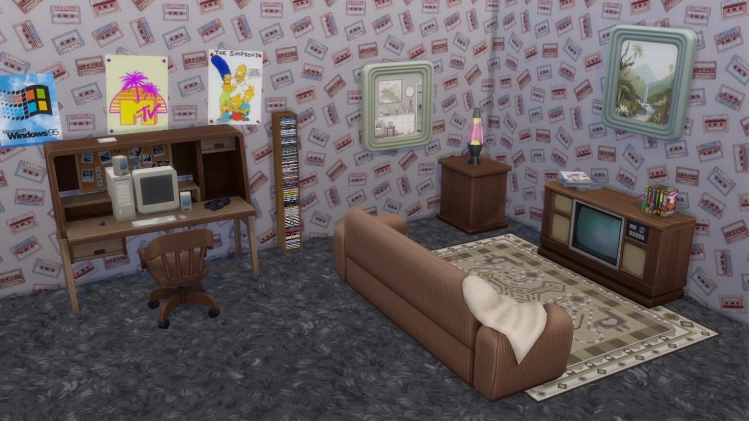 The Sims 4 Nostalgic Build CC: 40 of The Best 90s Sets for Retro Homes